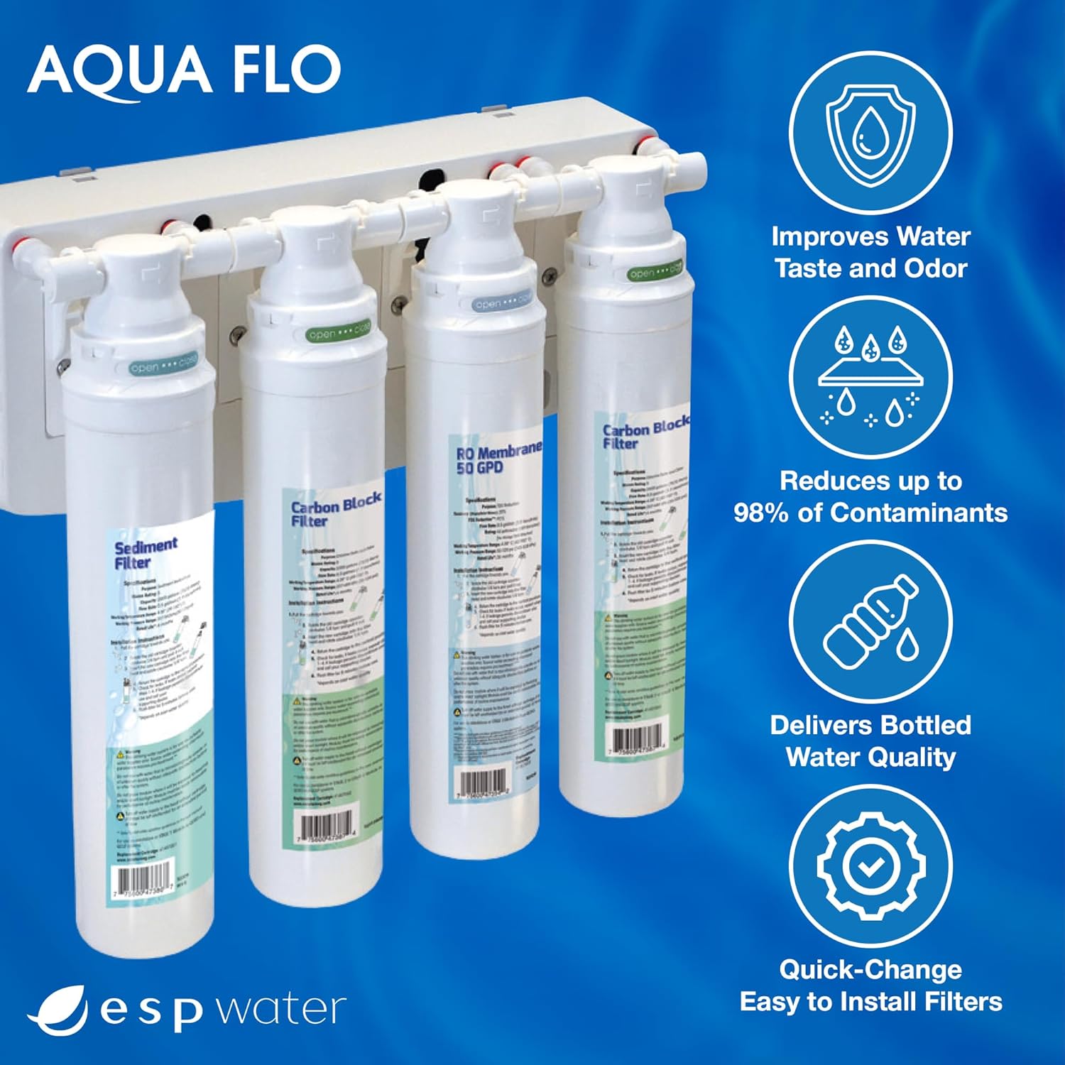1-Year Filter Replacement Kit for Aqua Flo Platinum QCRO RO System ...